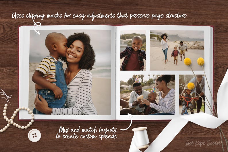 Photo Book Page Layouts for Photoshop Elements (12x12 Square, Images ...