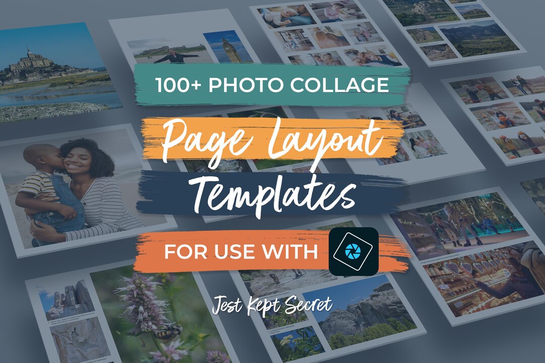 Photo Book Collage Page Layouts for Photoshop Elements (12x12 Square ...