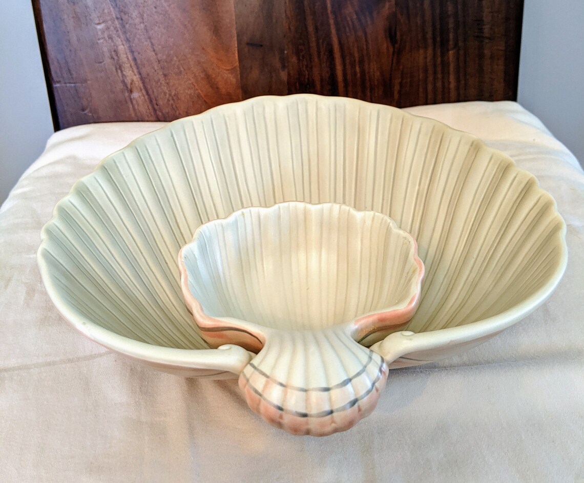 Fitz and Floyd Coquille Clam Shell Chip and Dip Bowl 1981 | Etsy