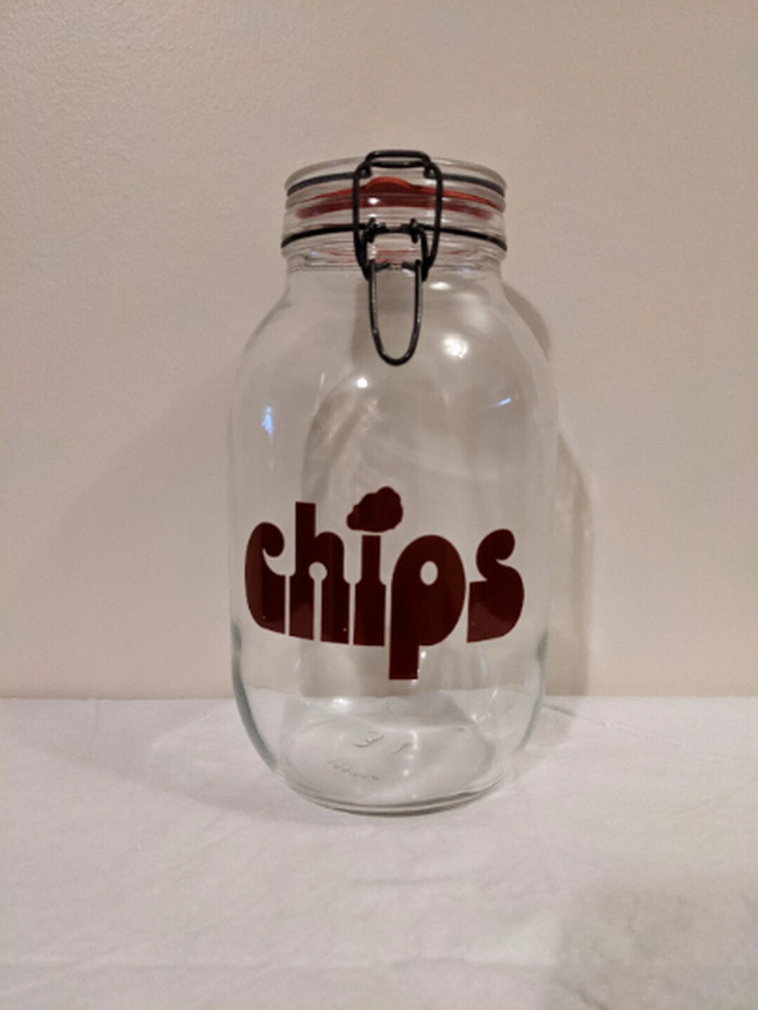 CHIPS Vintage 1970's French Triomphe Glass 3 Liter Canister Jar W/mod ...