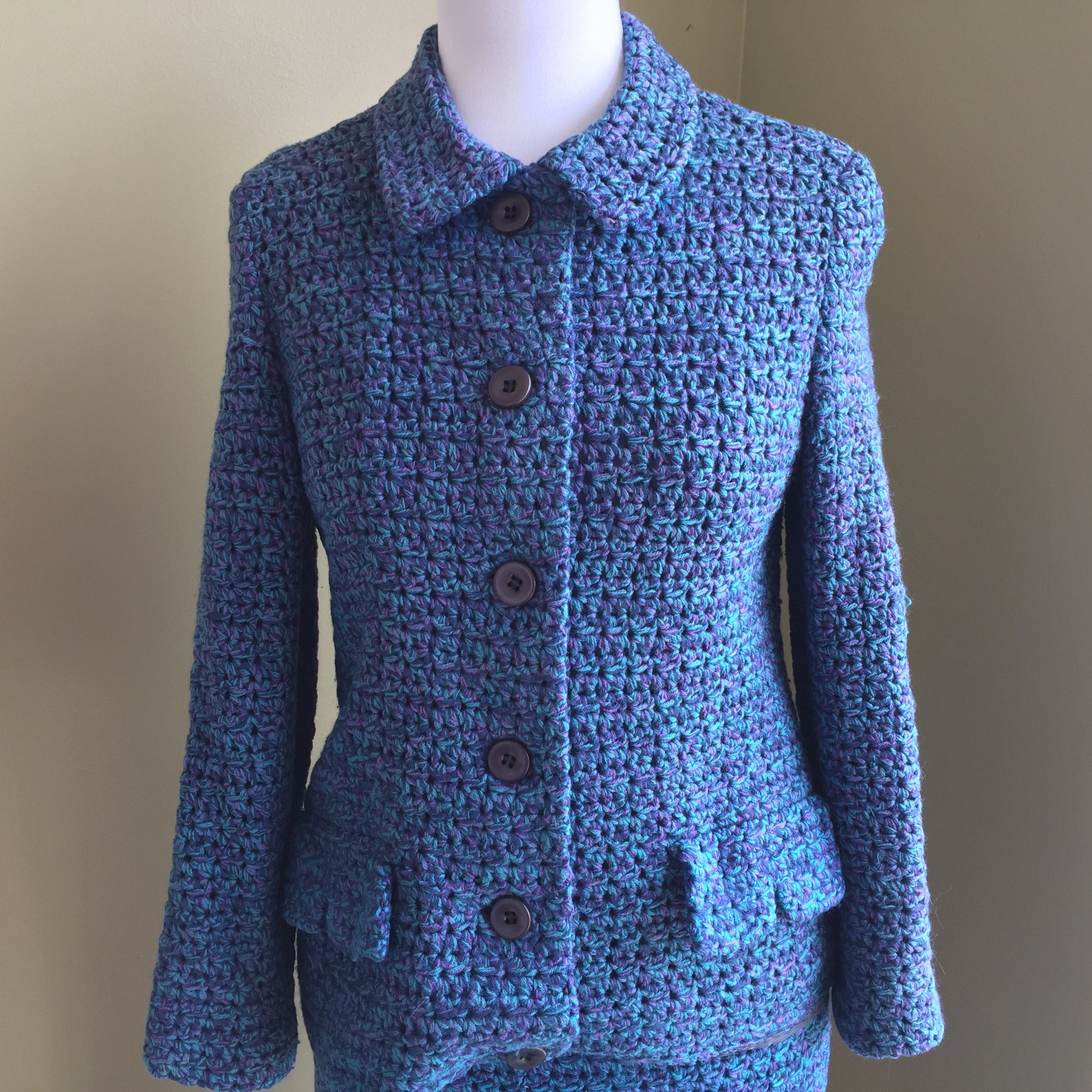 Blue Crochet Suit Christele Ann Murrell Beth Fritz Drake Hotel - Etsy