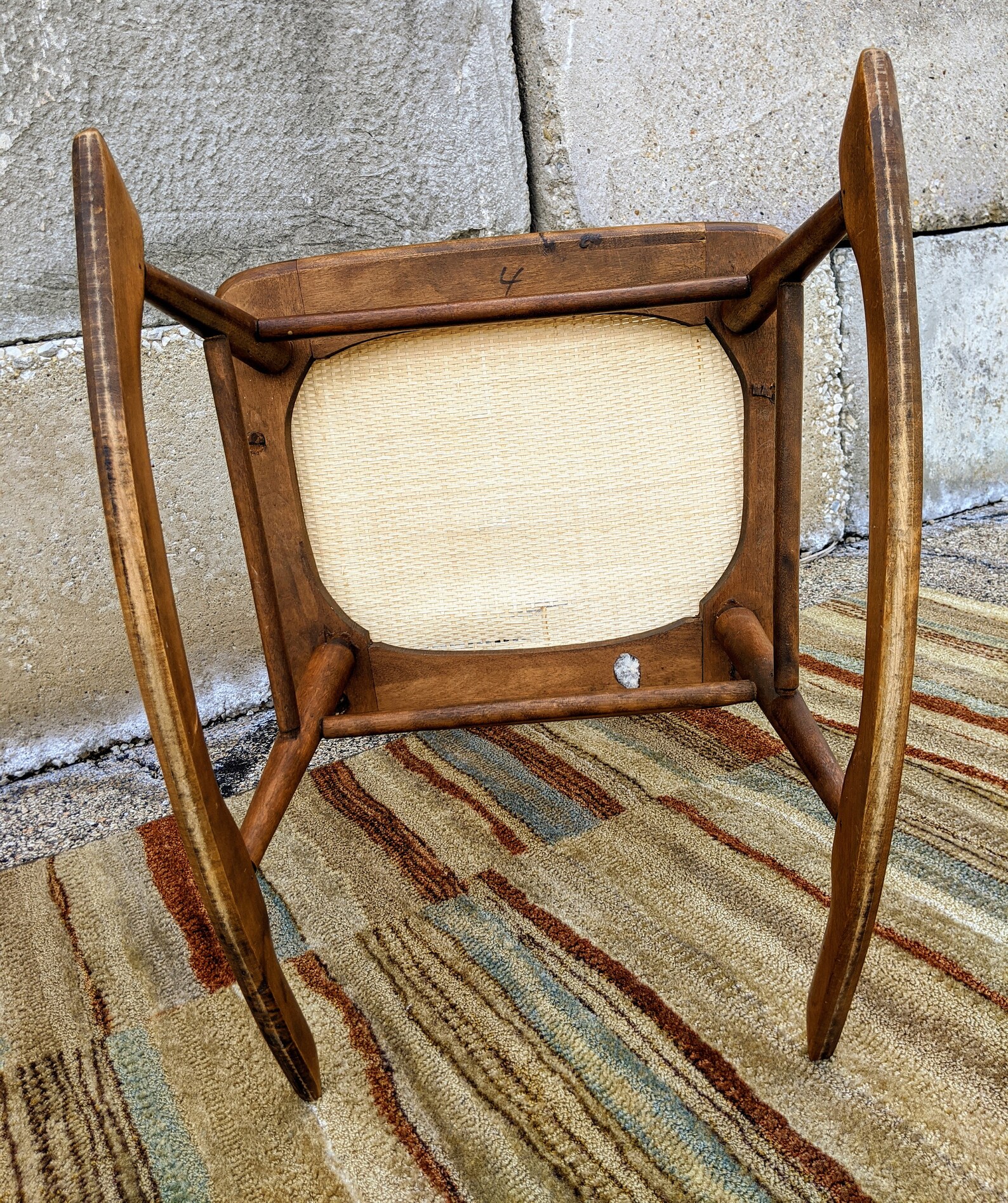 Danish Modern Wooden Rocking Chair Tapered Spindles Caned | Etsy