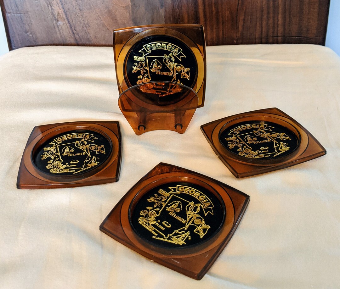 Souvenir Georgia Coaster Set With Caddy - Etsy