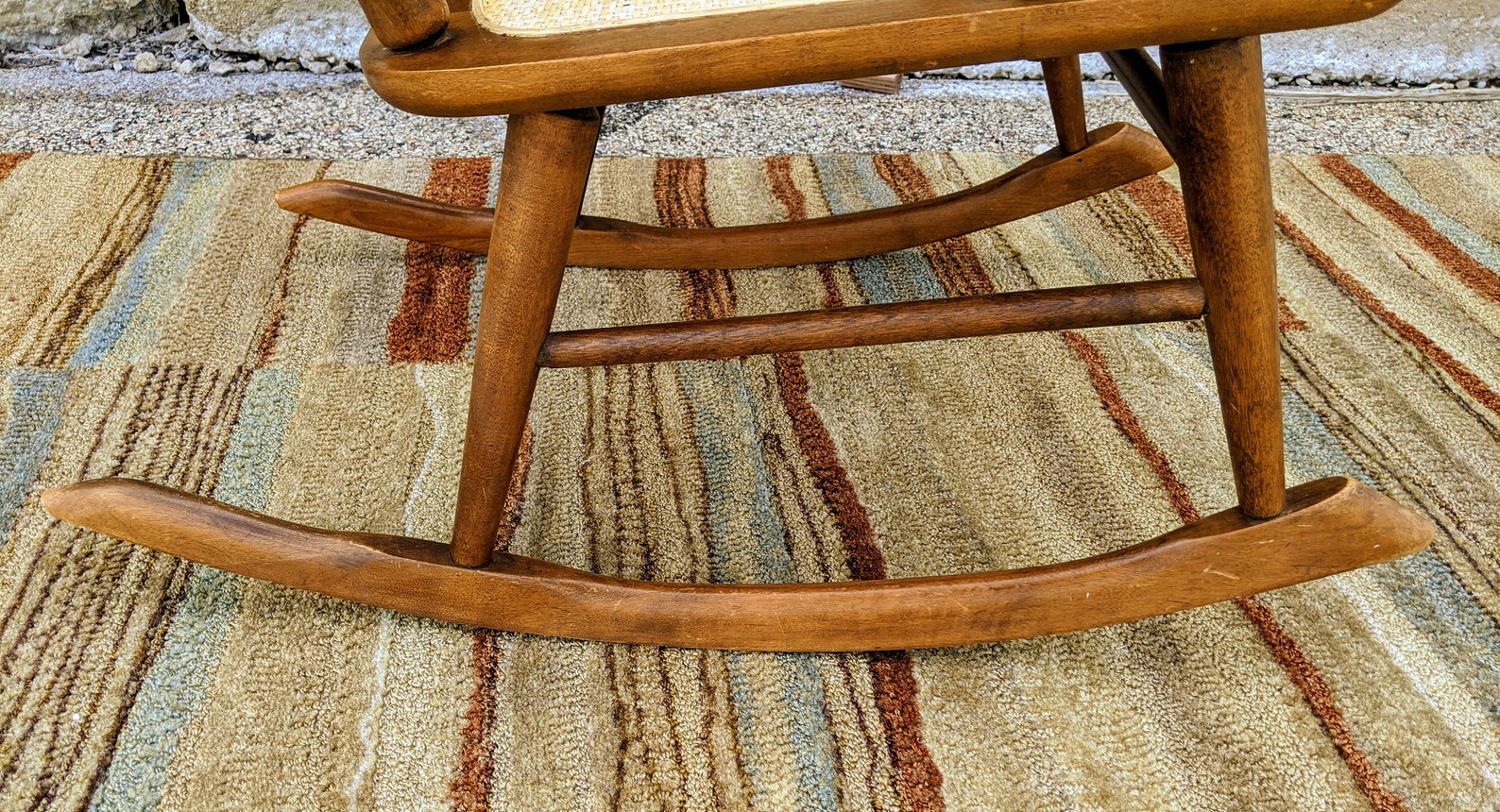 Danish Modern Wooden Rocking Chair Tapered Spindles Caned | Etsy