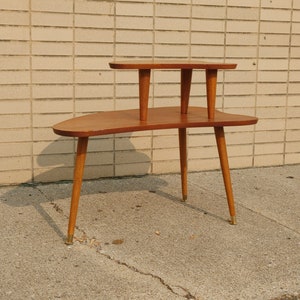 Vintage Two Tier Kidney Shaped End Table Amoeba/biomorphic Mid-century ...