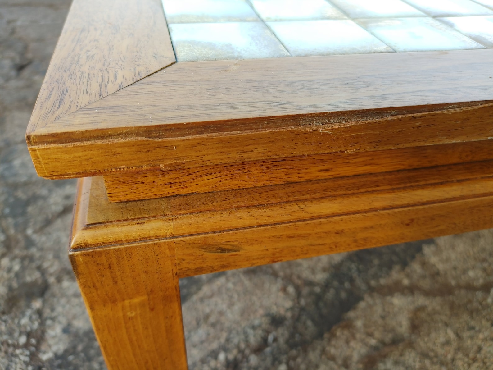 Vintage Square Ceramic Tile & Wood Coffee Table Large - Etsy