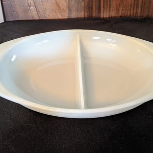 Opal White Pyrex Divided Casserole Dish # 1063 ~ Vintage Oval Baking ...