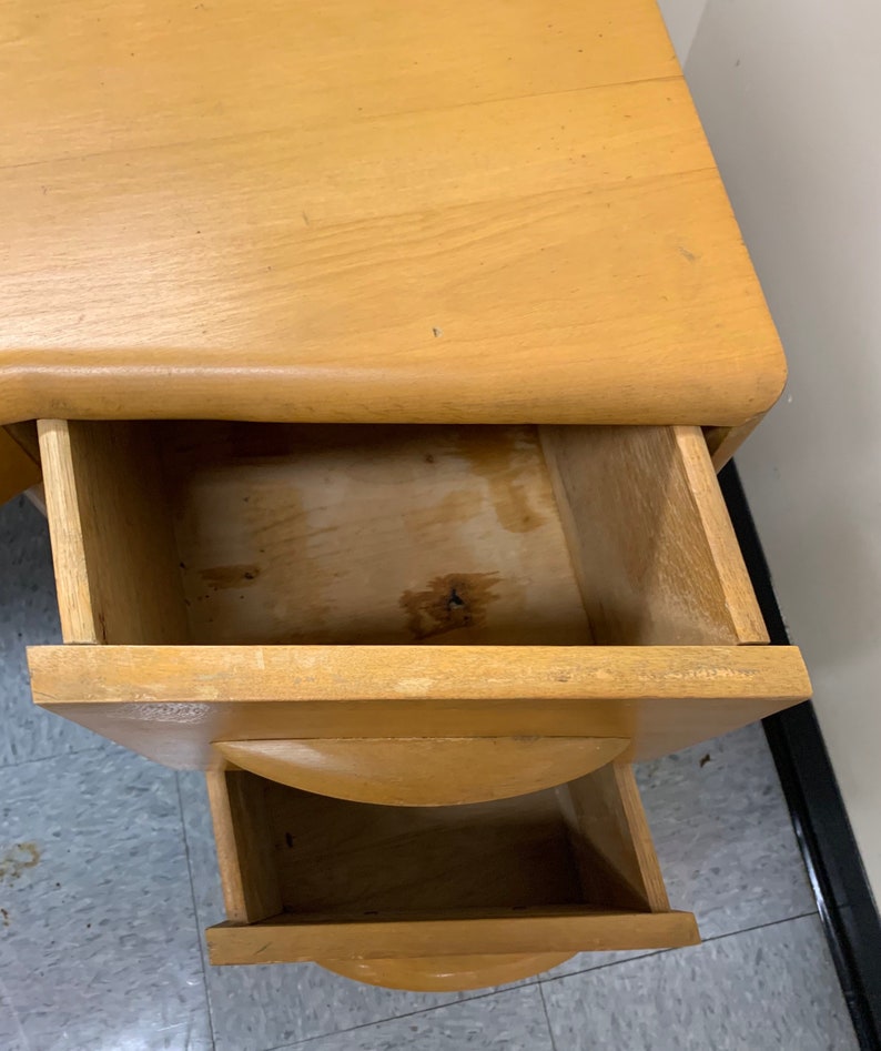 Heywood Wakefield Victory 4 Drawer Vanity With Mirror Wheat - Etsy