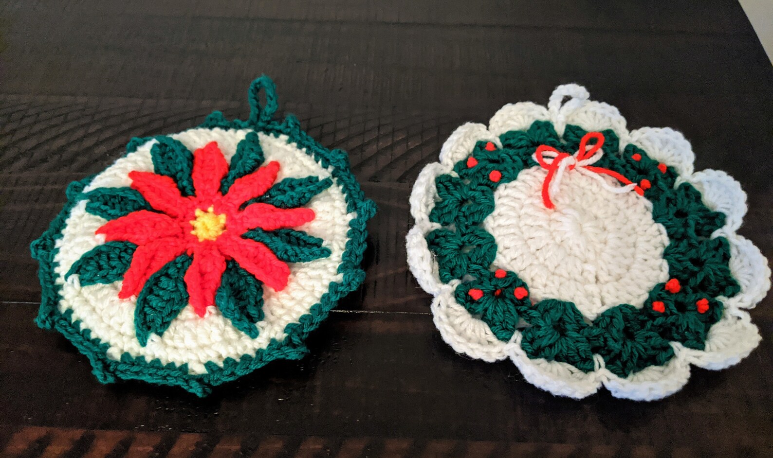 Pair of Hand Crocheted Christmas Trivet Pot Holders - Etsy