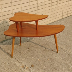 Vintage Two Tier Kidney Shaped End Table Amoeba/biomorphic Mid-century ...