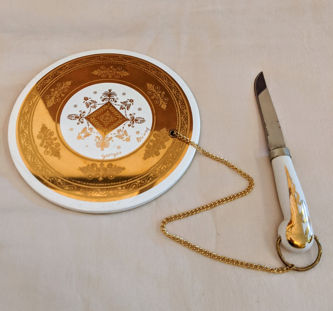 Georges Briard Gold Cheese Tile With Knife ~ Ceramic ~ Trivet - Etsy