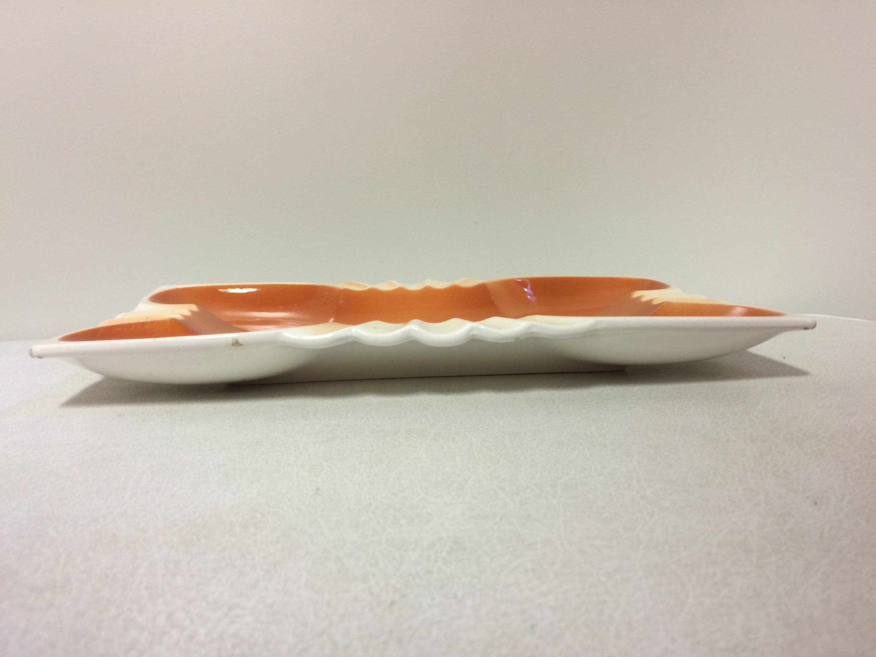 Enesco Vintage Ceramic Ashtray Burnt Orange and White | Etsy