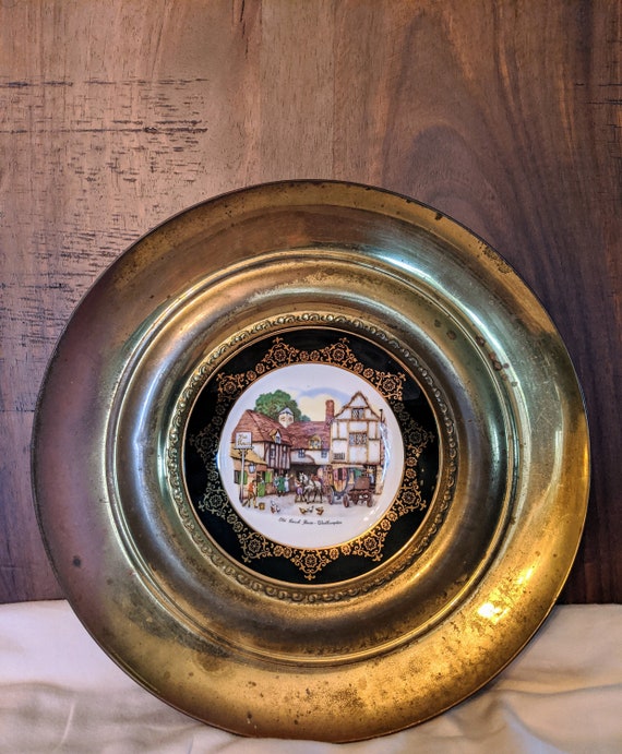 Regency Bone China Plate in Brass Frame Wall Plaque | Etsy