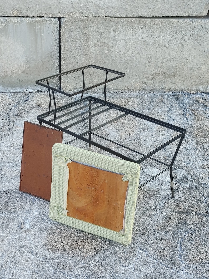 Vintage Wrought Iron Gossip Bench Minimalist Chippy Black - Etsy