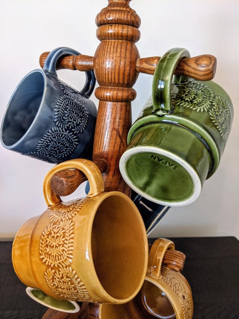 Vintage Ceramic Stacking Mugs With Mug Rack Set of Six - Etsy