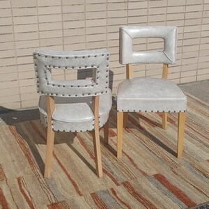 Fabulous 1950's Keyhole Back Dining Chairs ~ Pair Vintage Wood Frame ...