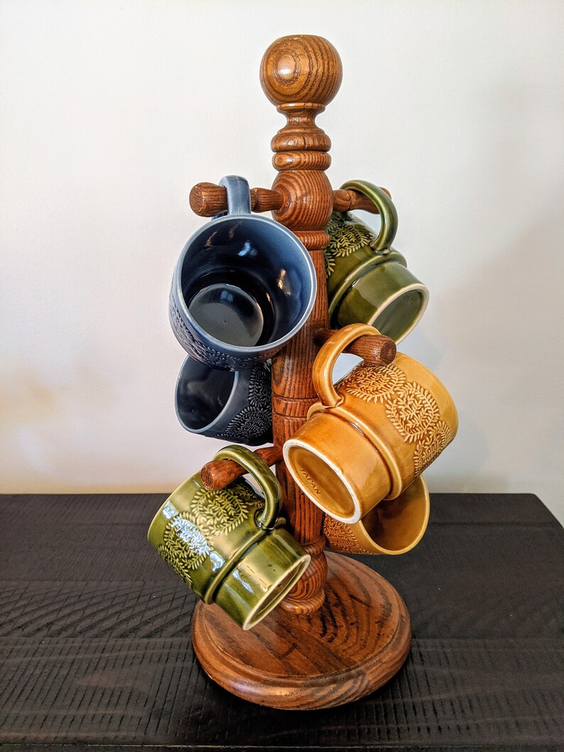 Vintage Ceramic Stacking Mugs With Mug Rack Set of Six - Etsy