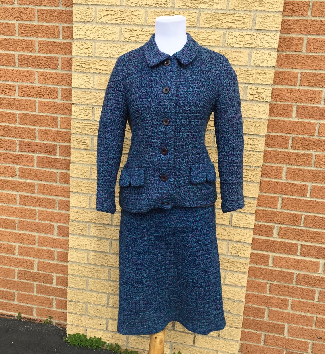 Blue Crochet Suit Christele Ann Murrell Beth Fritz Drake Hotel - Etsy