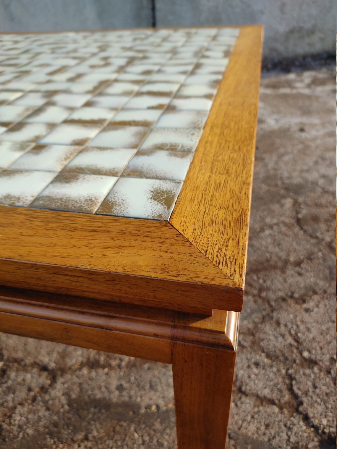 Vintage Square Ceramic Tile & Wood Coffee Table Large - Etsy