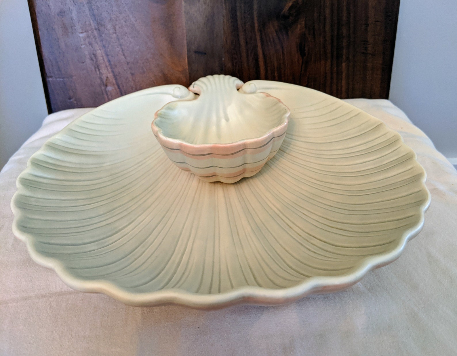 Fitz and Floyd Coquille Clam Shell Chip and Dip Bowl 1981 | Etsy