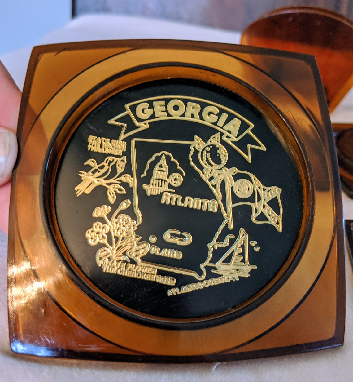 Souvenir Georgia Coaster Set with Caddy | Etsy