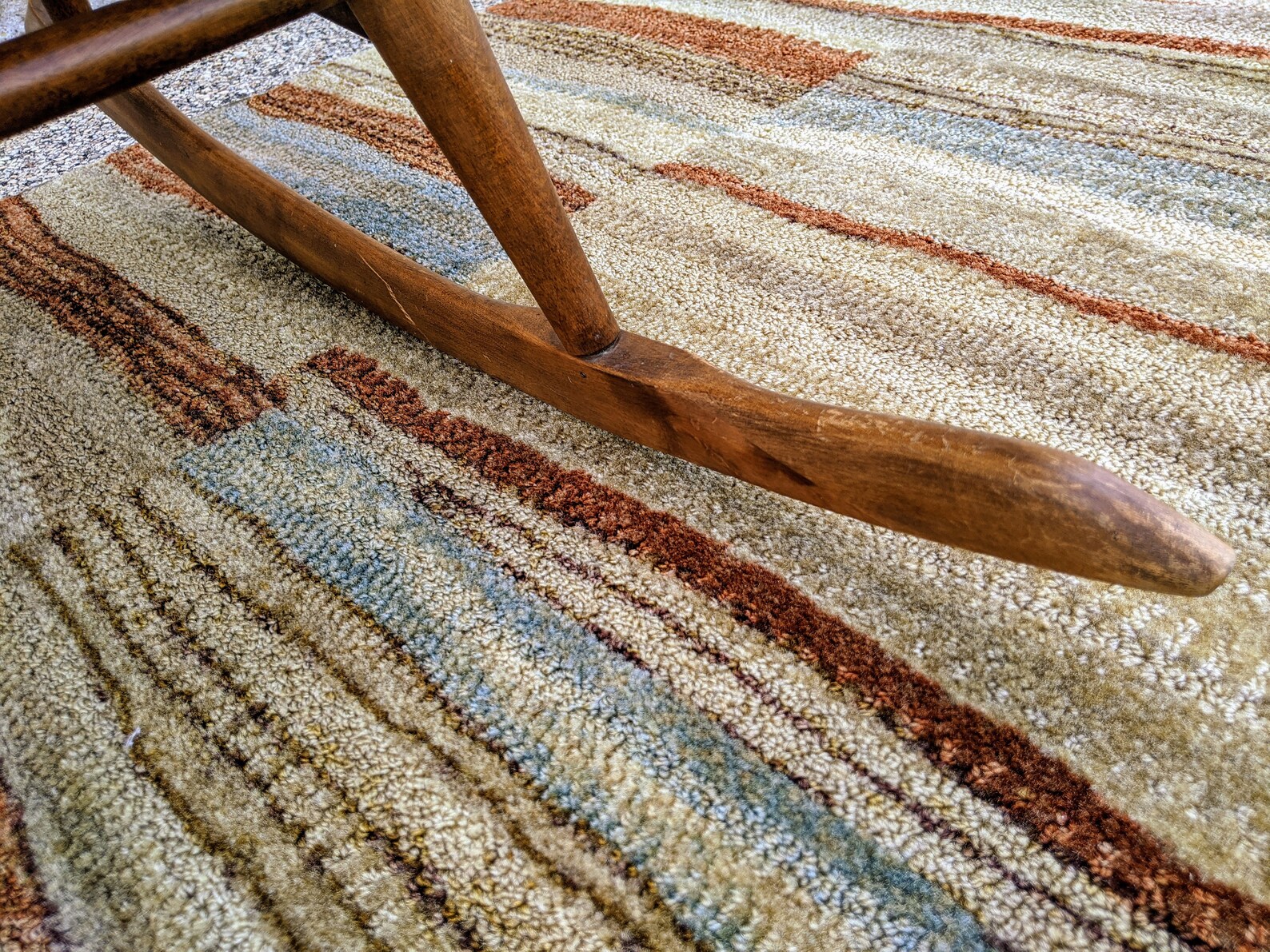 Danish Modern Wooden Rocking Chair Tapered Spindles Caned - Etsy