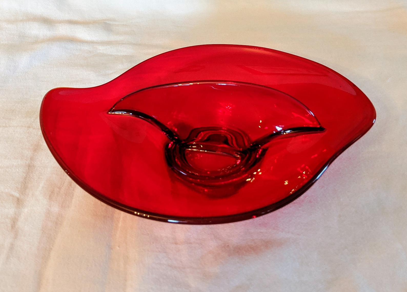 Viking Glass Divided Dish Epic Ruby Candy Dish Relish Dish - Etsy