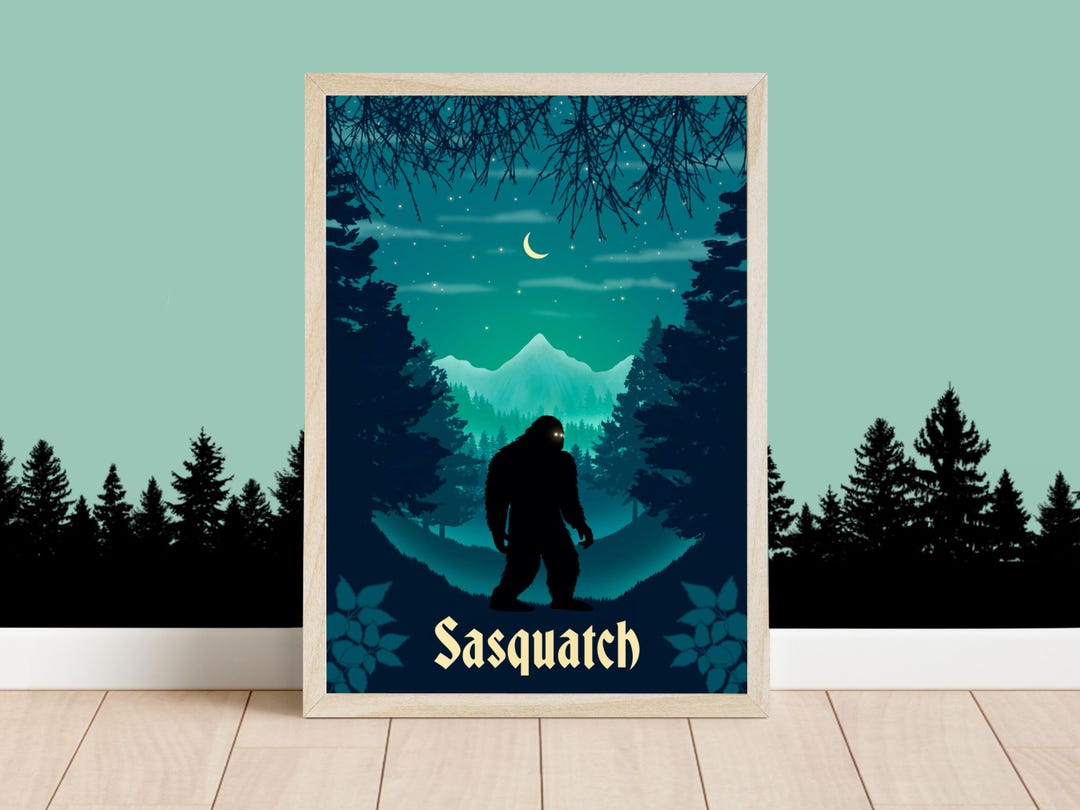 Bigfoot Cryptid Art Print, Sasquatch Wall Art, Monster Print, Halloween ...