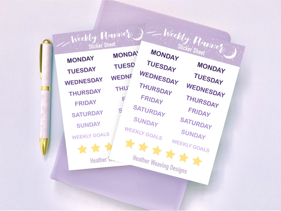 Days of the Week Sticker Sheet, Weekly Planner Stickers, Organisation ...