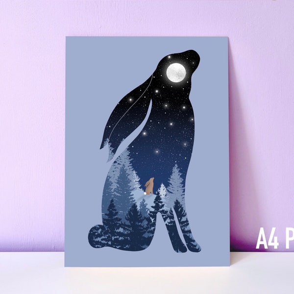 Moon Gazing Hare - Etsy UK