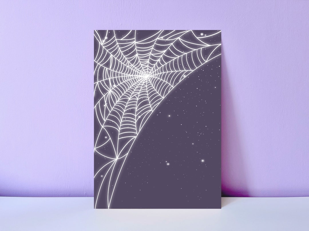 Purple Spiders Web Cobweb Art Print Halloween Decor Gothic - Etsy