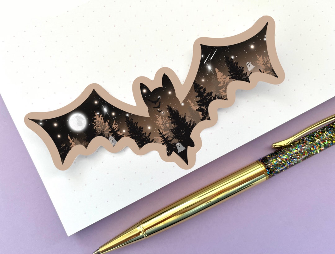 Bat Sticker, Haunted Forest Sticker, Halloween Die Cut Sticker, Witchy ...