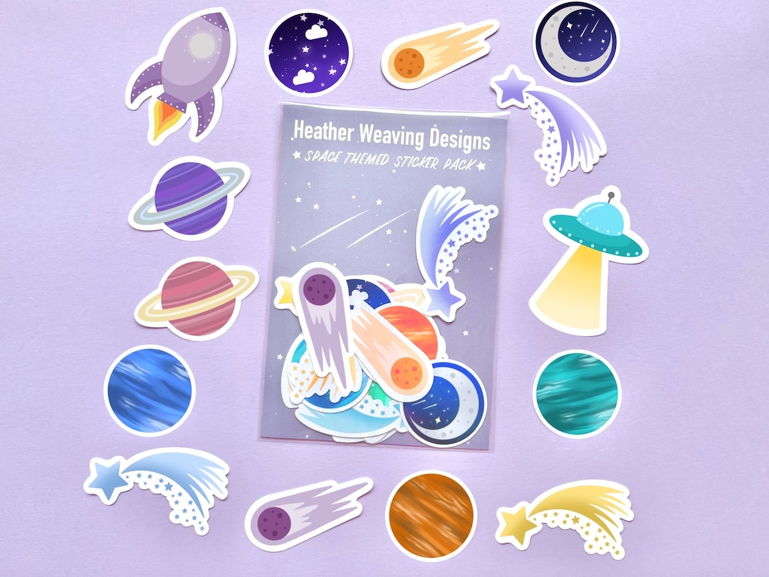 Space Themed Sticker Pack, Solar System, Planet Stickers, Universe ...