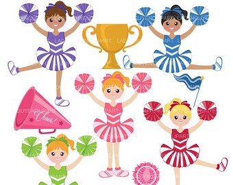 Black and Gold Cheerleader Digital Clipart Set for personal - Etsy