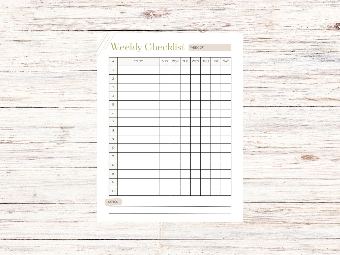 Weekly Checklist Printable - Weekly to Do Checklist - Weekly Task List ...