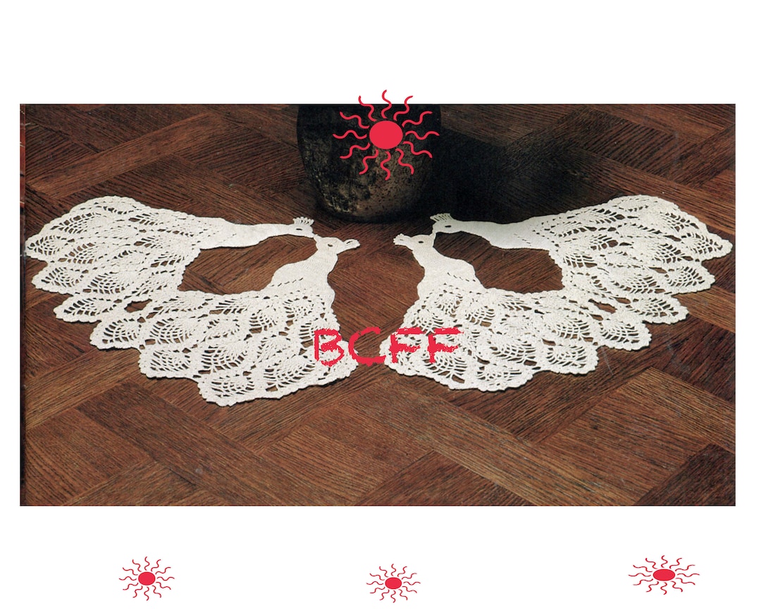 Crochet Doily Pattern - Peacock Doily - Table Center Doily - Shabby ...