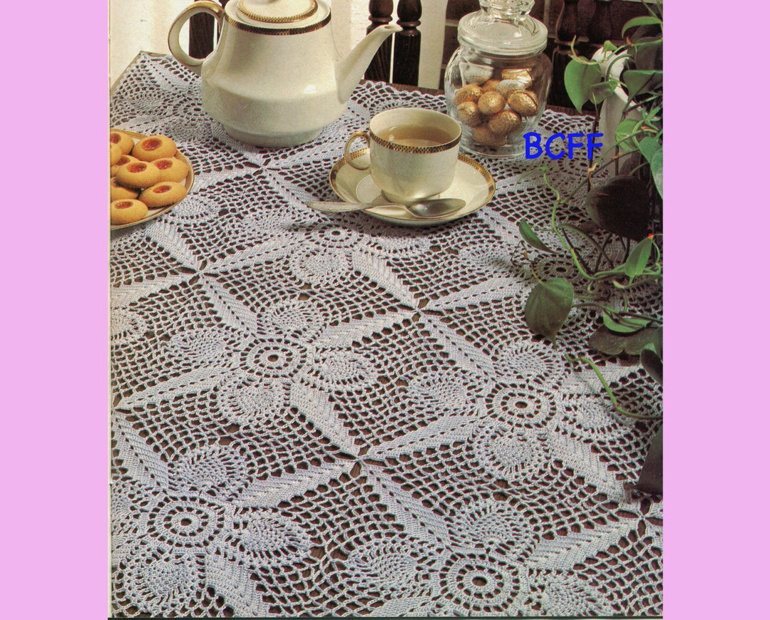 Pineapple Crochet Pattern - Vintage Thread Crochet Square Table Cloth ...