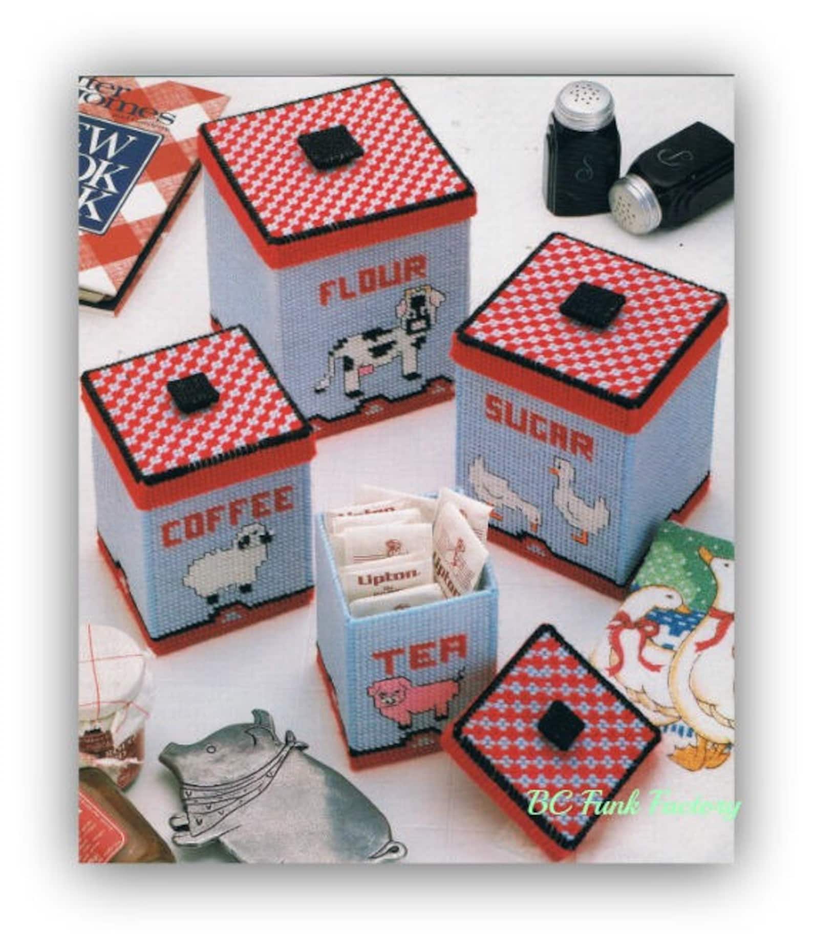 Plastic Canvas Canister Set Pattern Home Decor Canister Set Cow - Pig ...