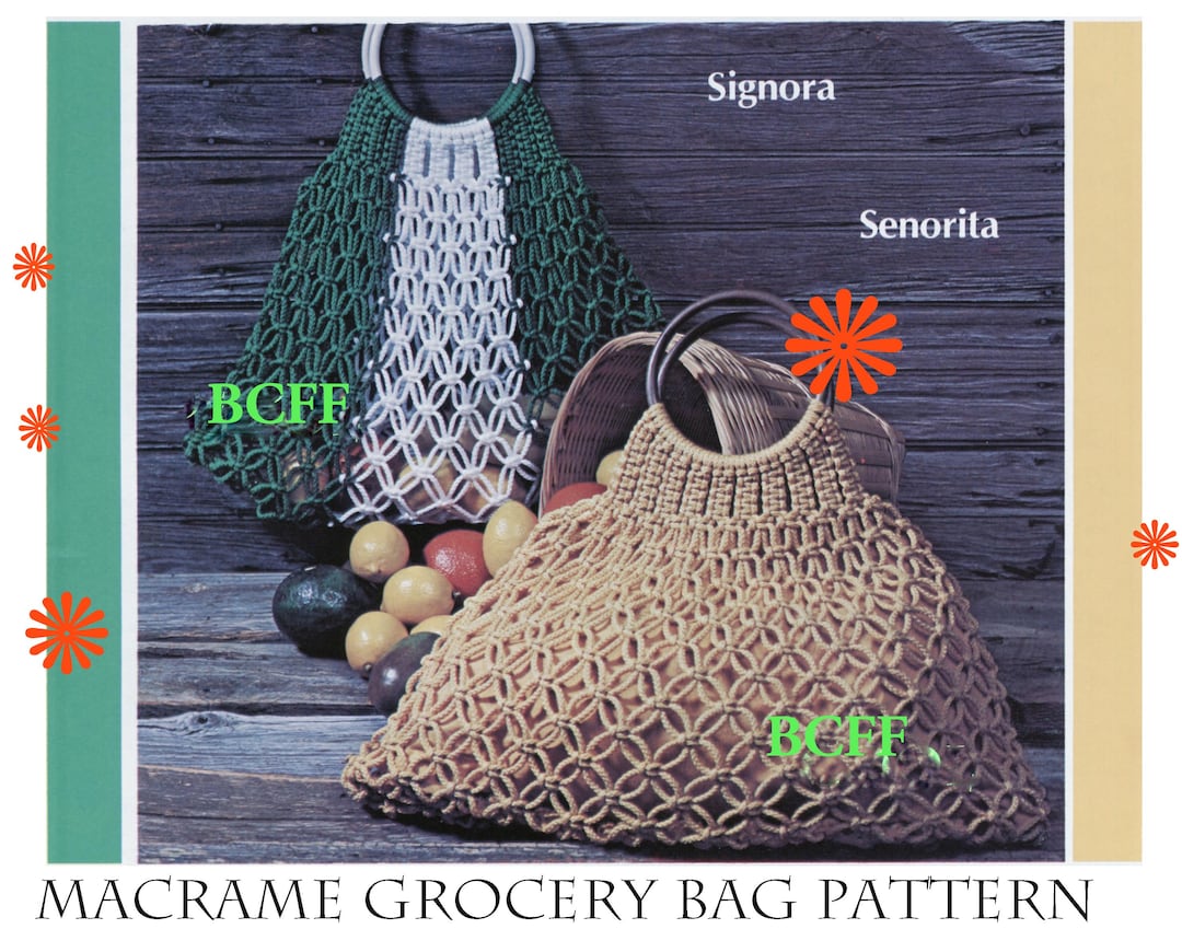 Macrame Pattern Grocery Bags Vintage Bag Purse for Shopping VINTAGE PDF ...
