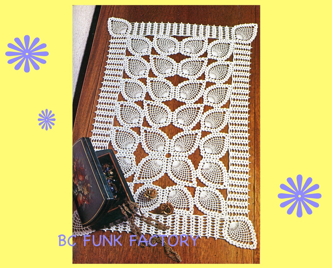 Crochet Pattern - Pineapple Runner Doily Crochet Pattern Vintage Thread ...
