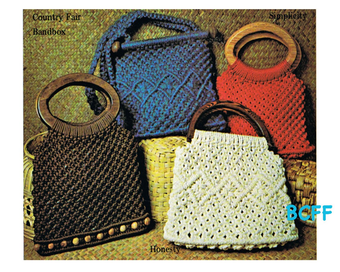 Macrame Purse Pattern - Women's Purse Macrame - Vintage PDF Macrame ...