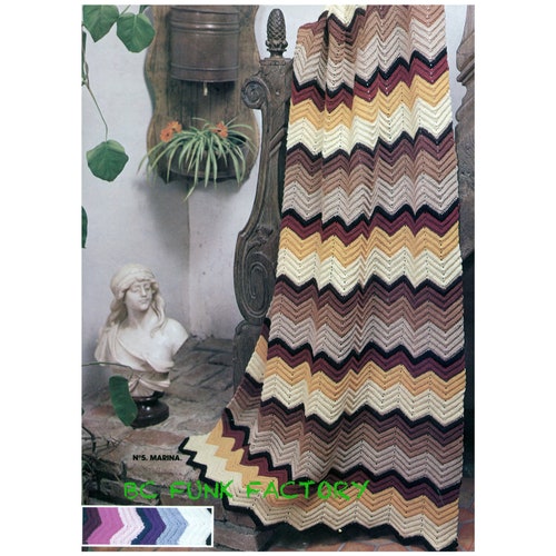 Ripple Crochet Afghan Pattern Vintage 1970's Afghan Throw - Etsy