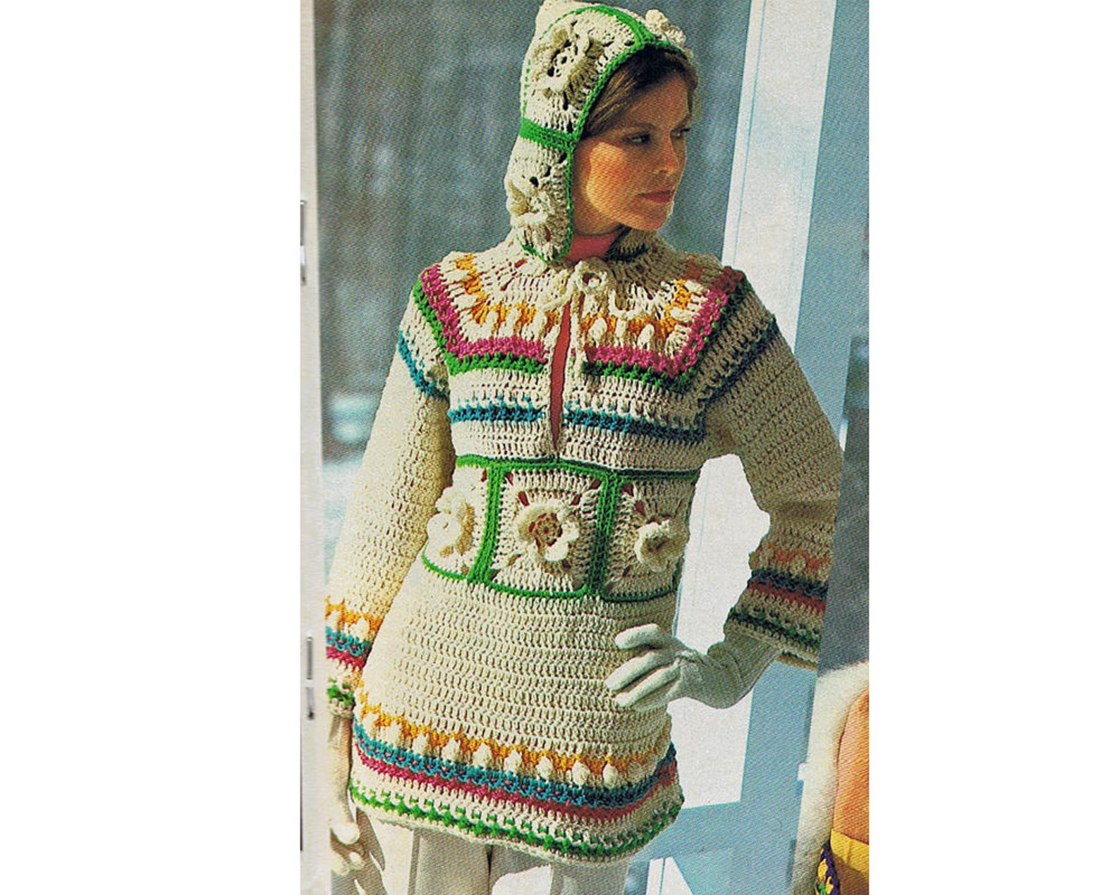 Vintage Crochet Top Pattern - Women's Hooded Pullover Sweater Crochet ...