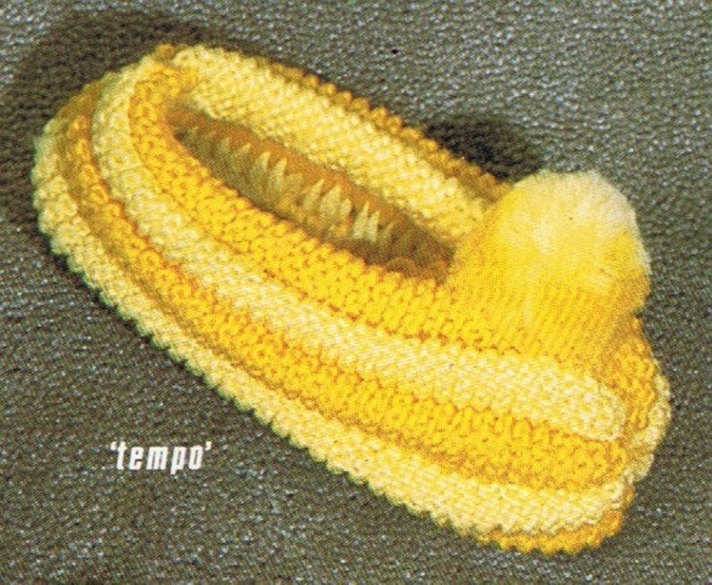 Slipper KNITTING Patterns Vintage RIB Style Men Women Slipper Pattern ...