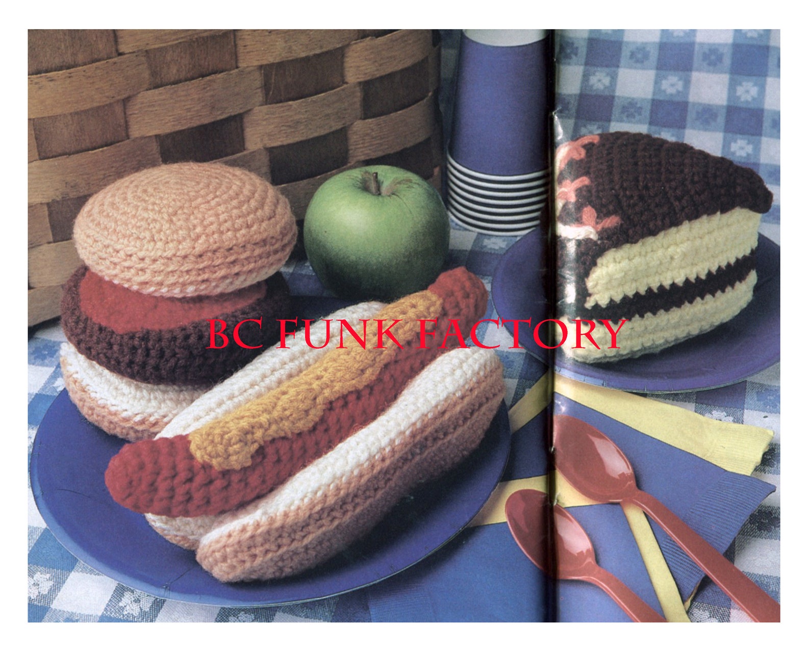 Crochet Food Pattern - Hamburger - Hot Dog & Cake Children's Play Food ...