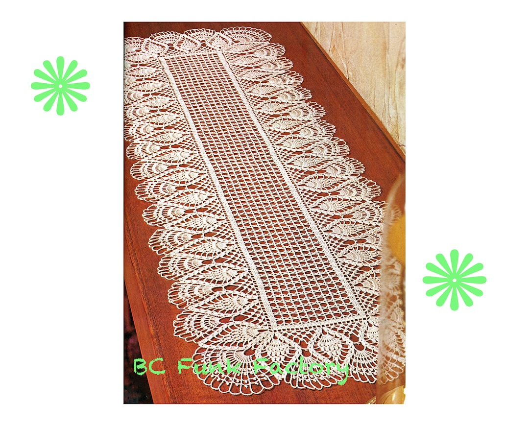 Crochet Pattern Runner Pineapple Runner Doily Pattern Vintage Thread ...