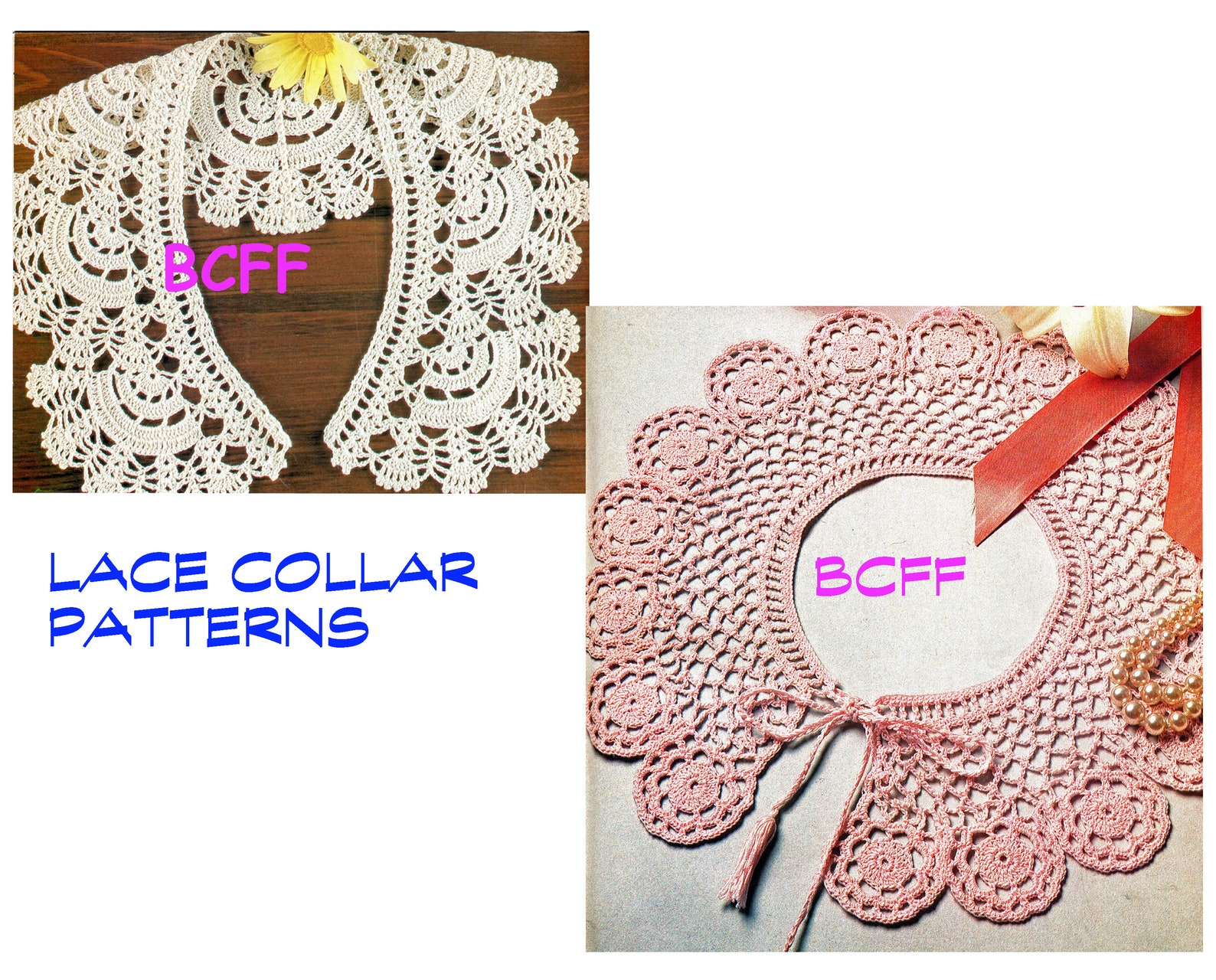 Womens Crochet Pattern - RBG Lace Collar Pattern - Two Patterns ...