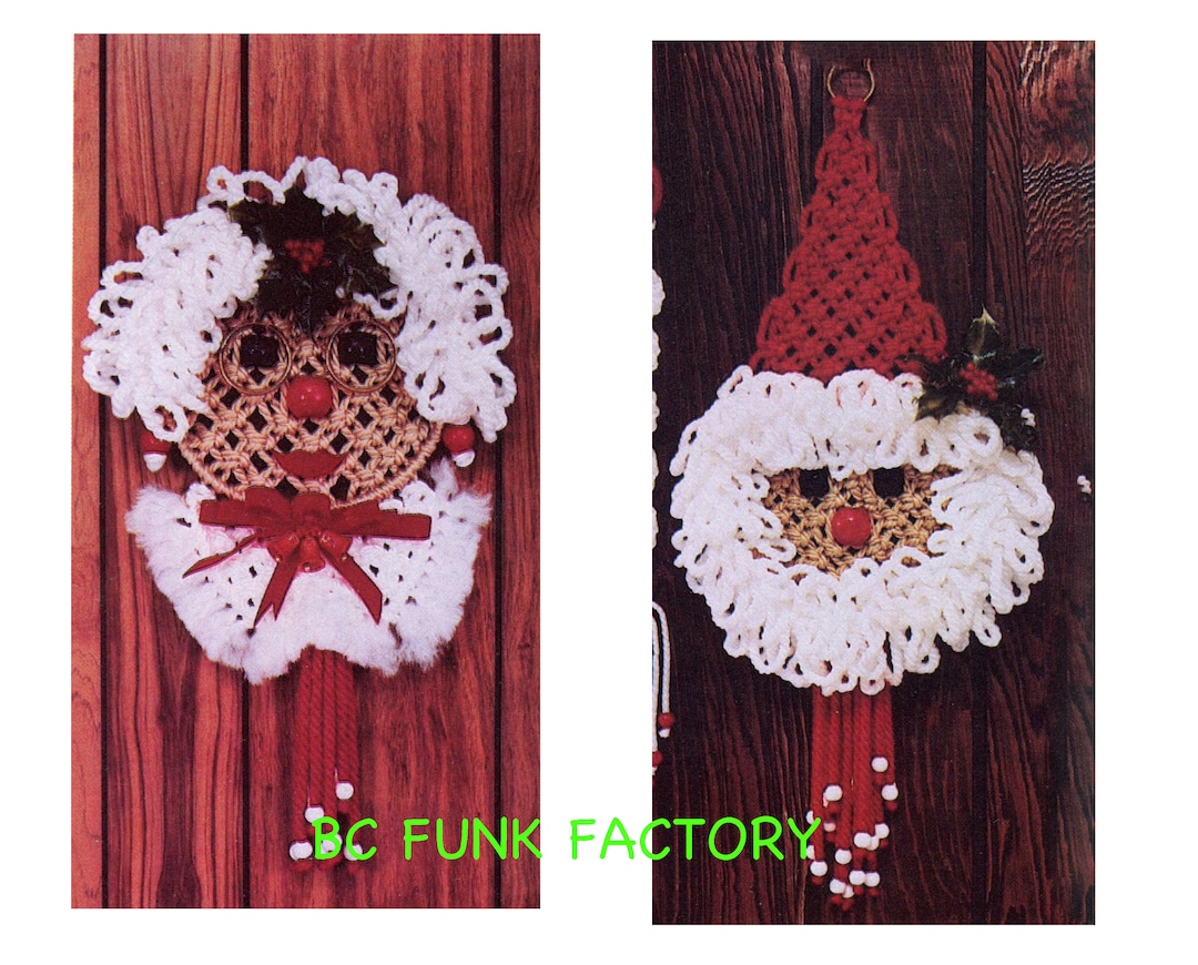 Macrame Pattern - Santa Claus & Mrs Claus Pattern - Vintage 70's PDF ...