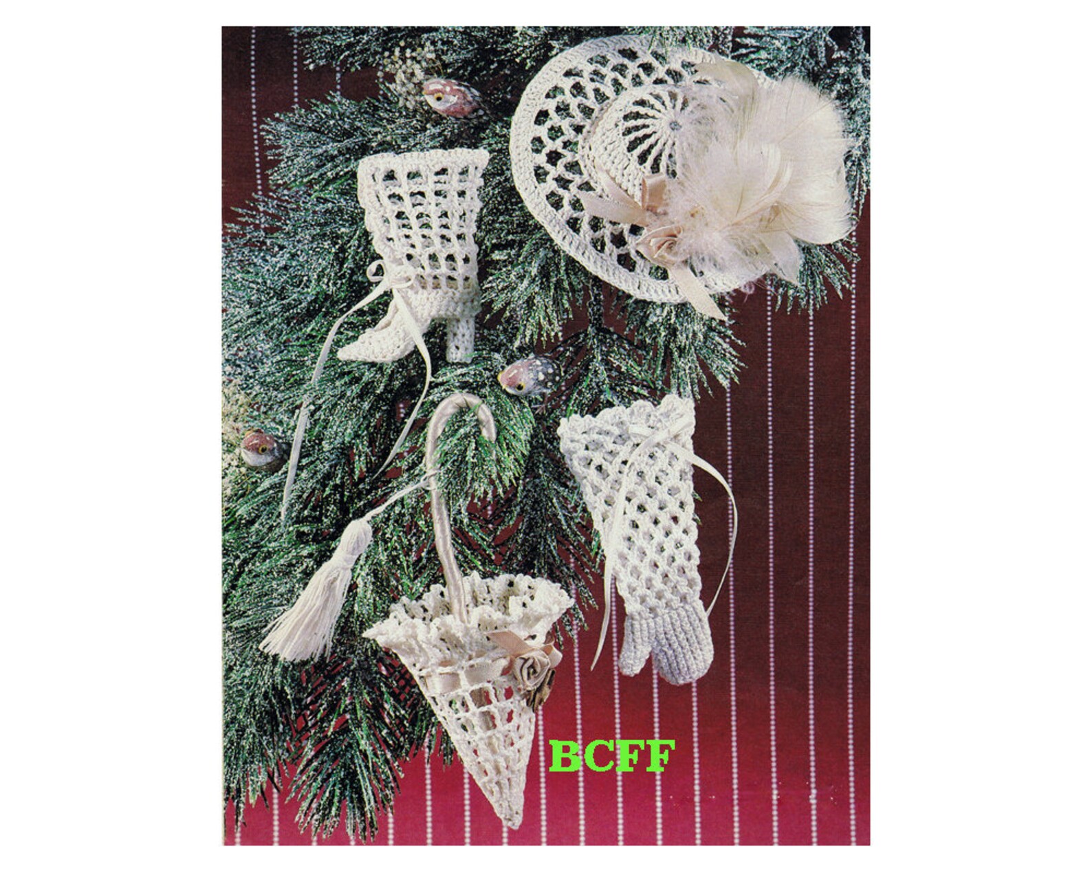 Crochet Thread Pattern - Victorian Christmas Ornaments - Hat - Umbrella ...