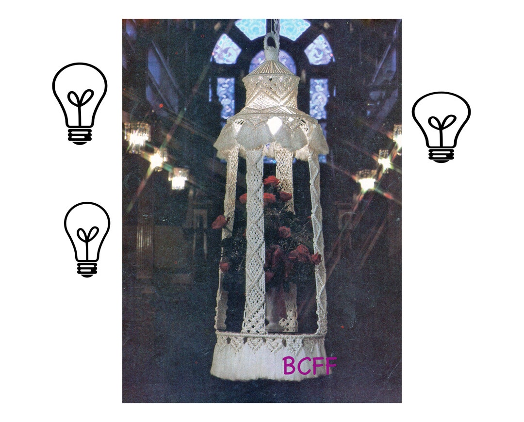Vintage Macrame Pattern - Hanging Table With Light Pattern - 70's ...